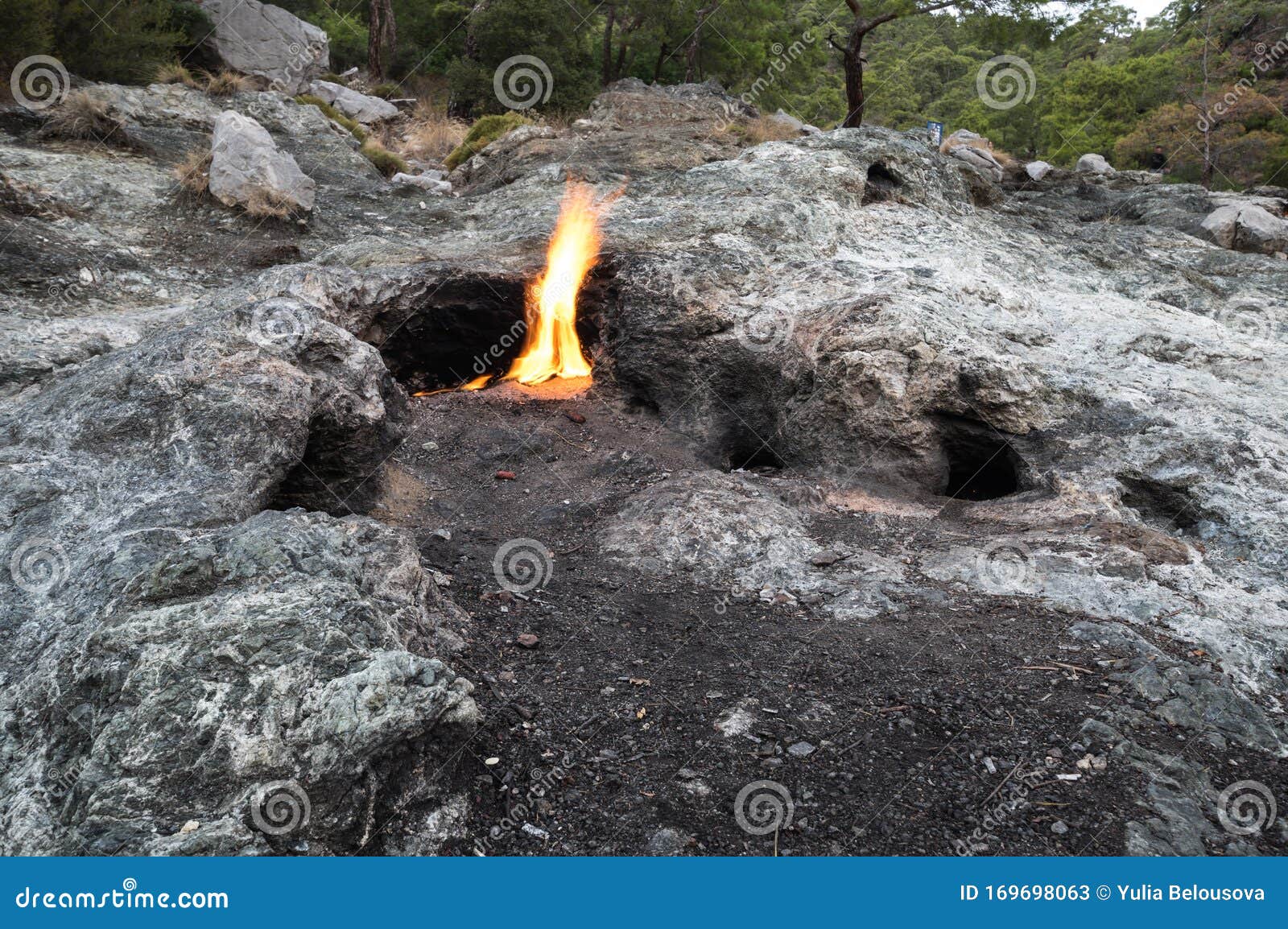 Flames of Mount Chimaera from the Underground Stock Image - Image of ...