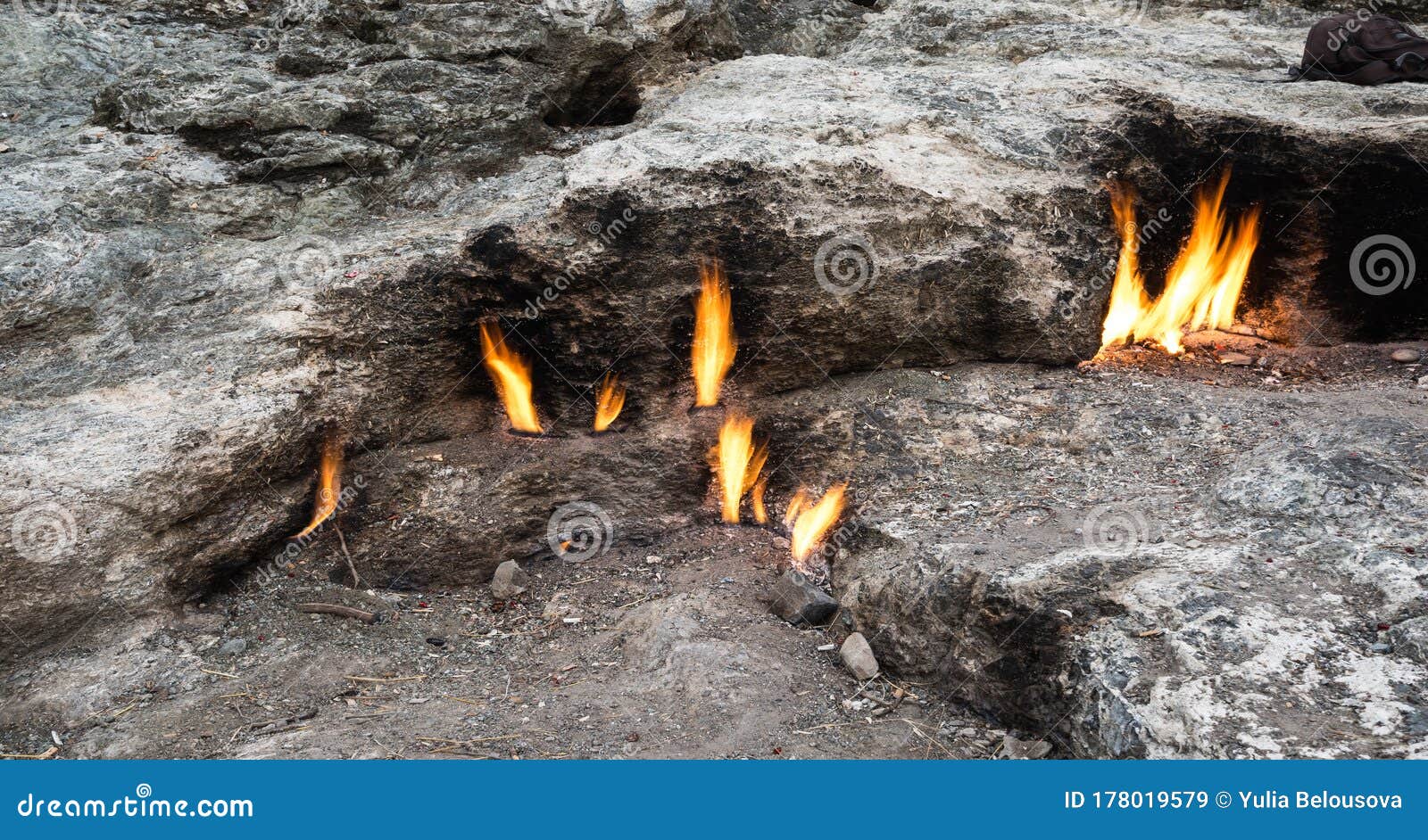 Flames of Mount Chimaera from the Underground Stock Image - Image of ...