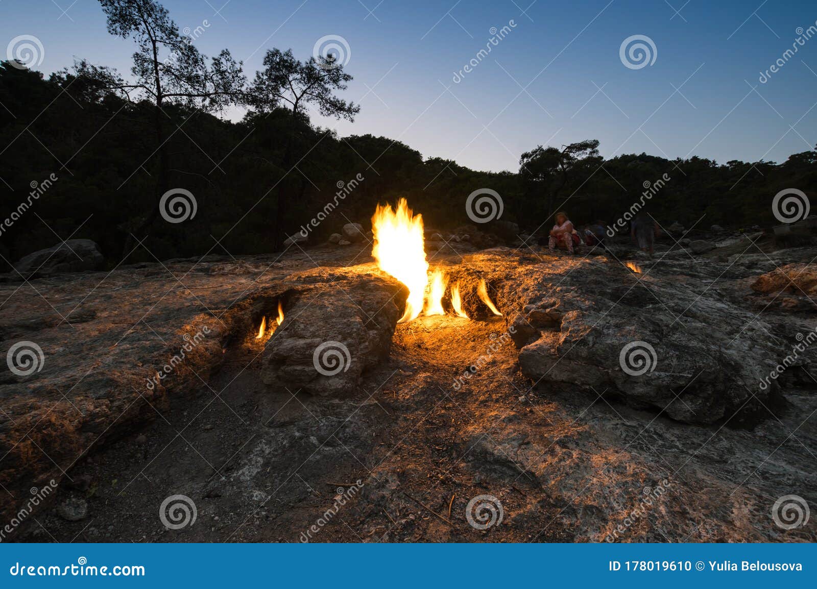 Flames of Mount Chimaera from the Underground Stock Photo - Image of ...