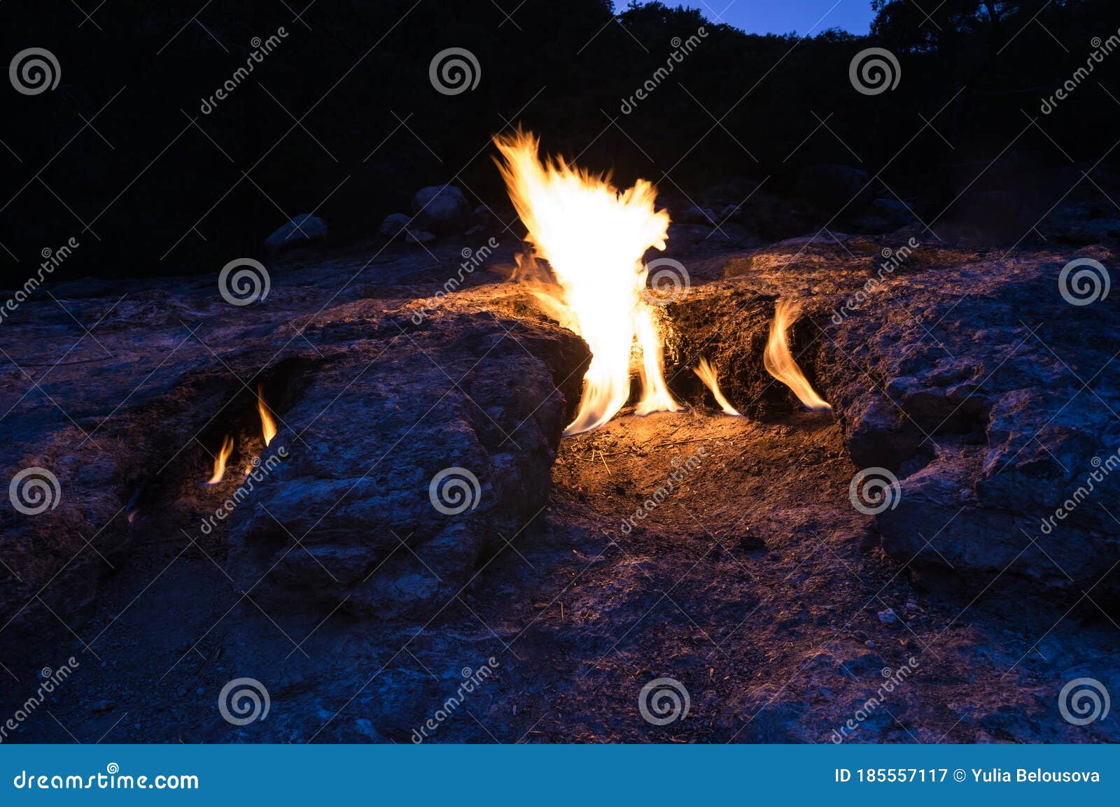 Flames of Mount Chimaera from the Underground Stock Image - Image of ...