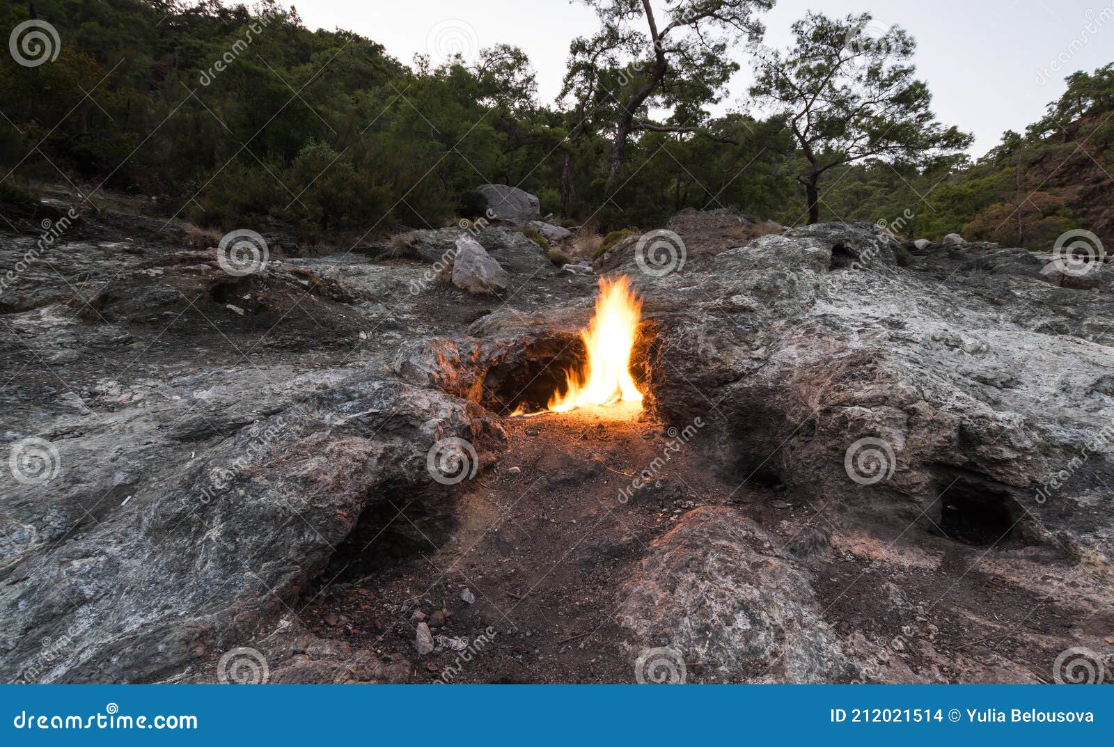 Flames of Mount Chimaera from the Underground Stock Photo - Image of ...