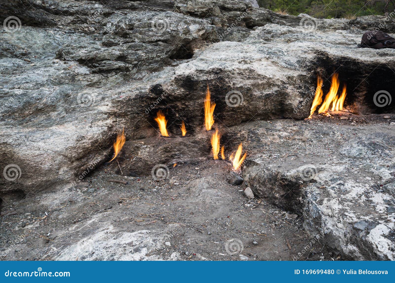 Flames of Mount Chimaera from the Underground Stock Photo - Image of ...