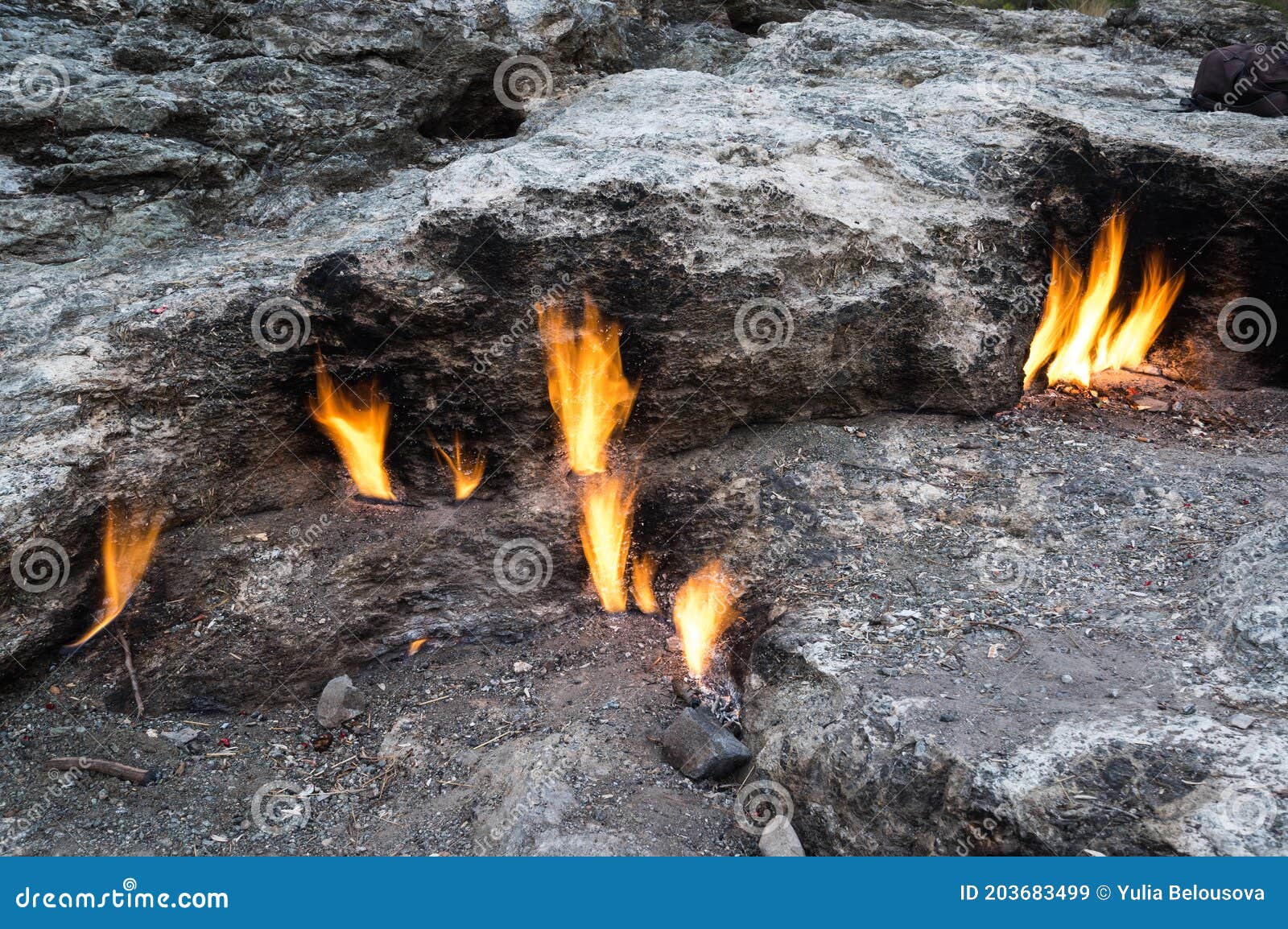 Flames of Mount Chimaera from the Underground Stock Image - Image of ...