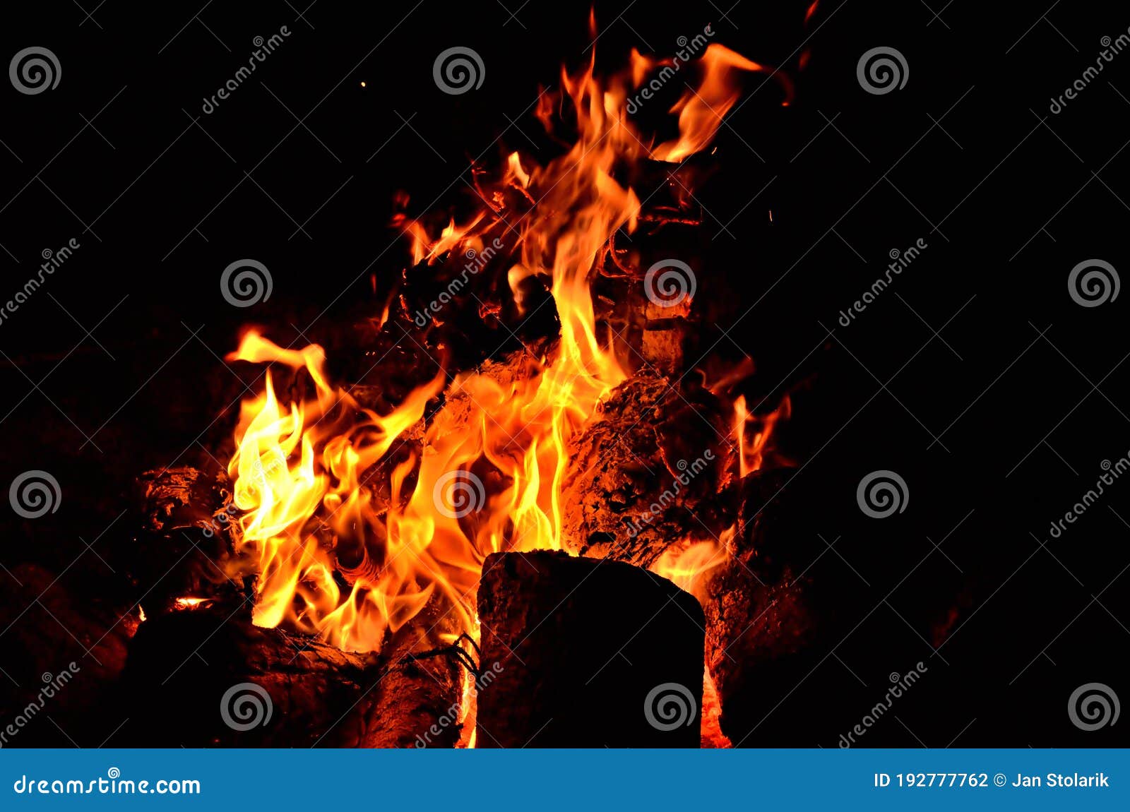 Flames of Natural Fire in Nature while Camping Stock Photo - Image of ...