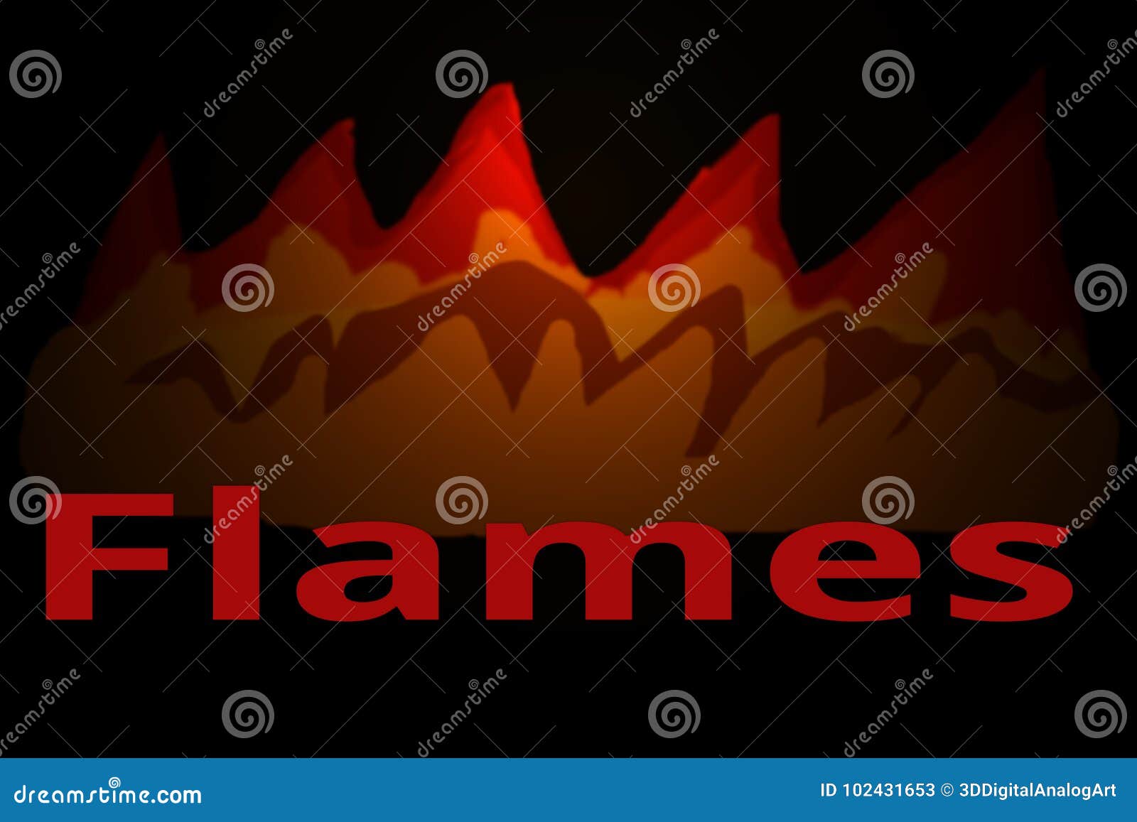 Flames in the Night with the Word Flame Stock Image - Illustration of ...