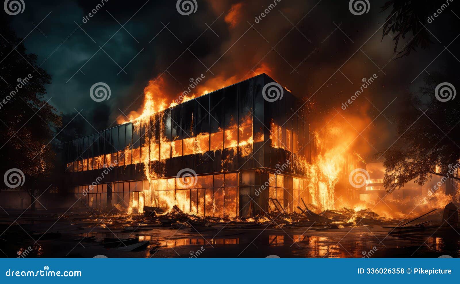 Flames office on fire stock illustration. Illustration of flames ...