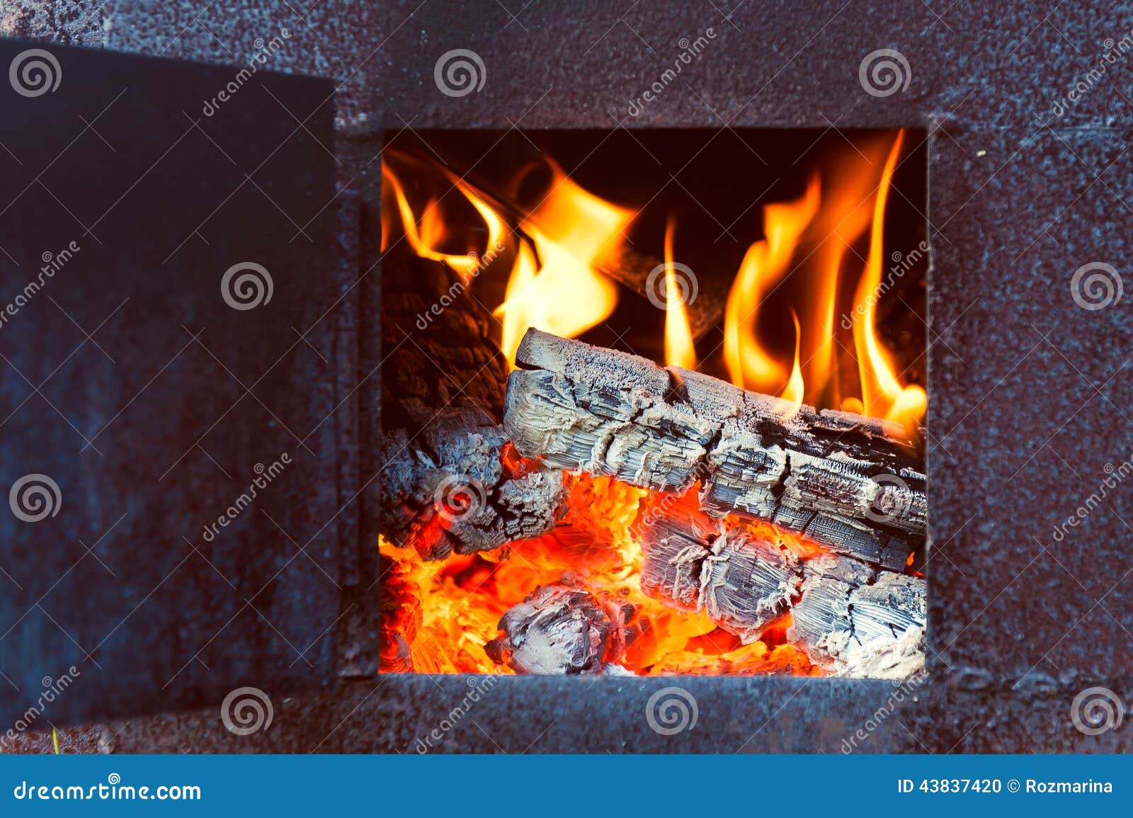 Flames in the old furnace stock photo. Image of fire - 43837420