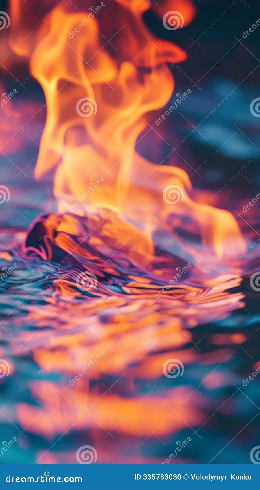 Flames Reflected on Water Surface Stock Photo - Image of flames, energy ...