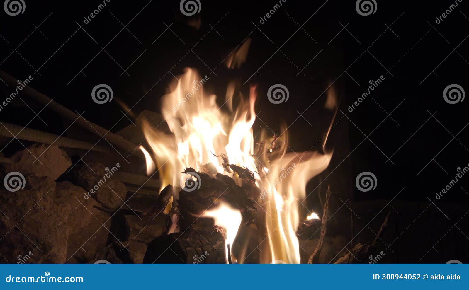 Flames Rise from a Burning Fire on a Cold Night Outside the City Stock ...