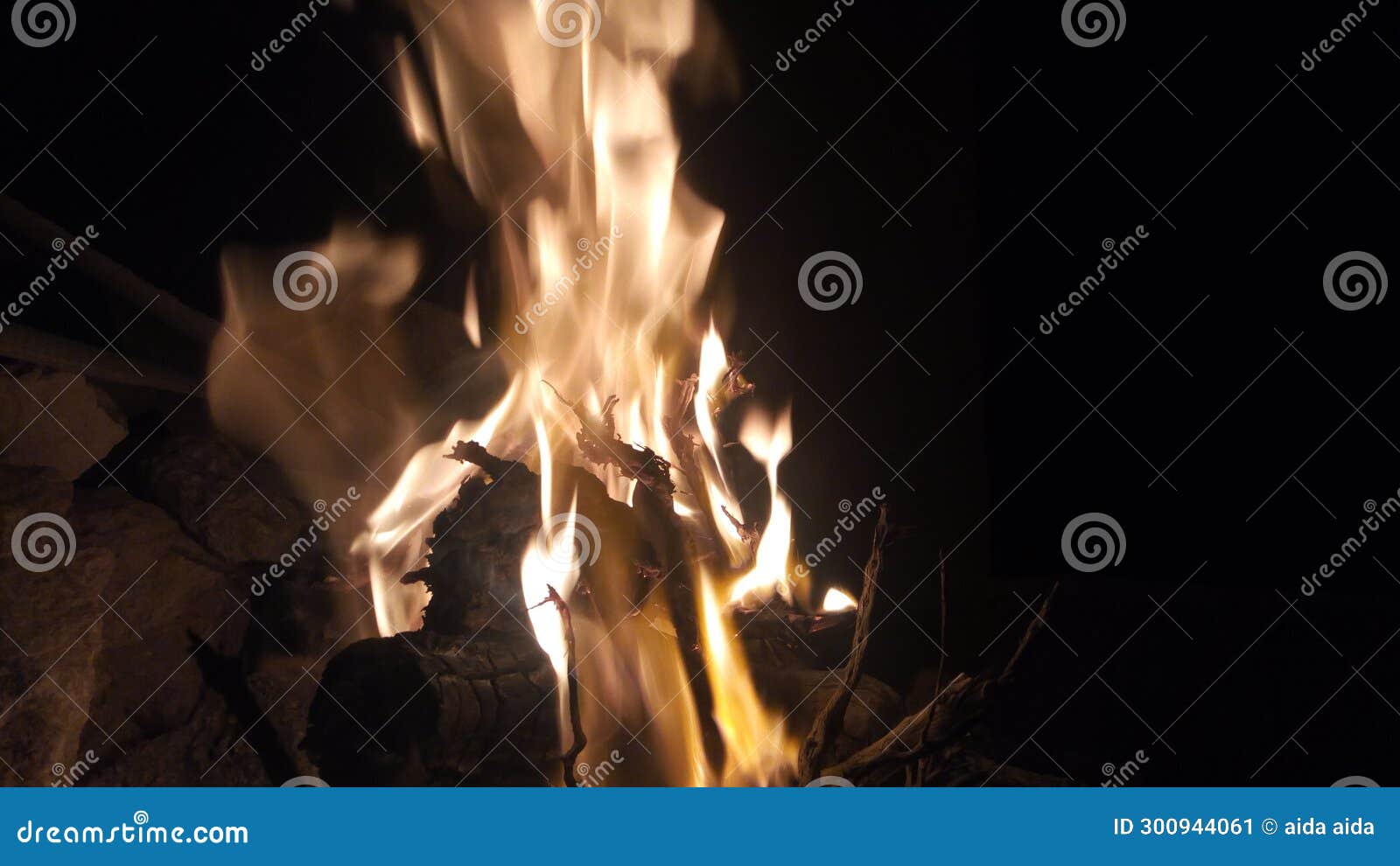 Flames Rise from a Burning Fire on a Cold Night Outside the City Stock ...