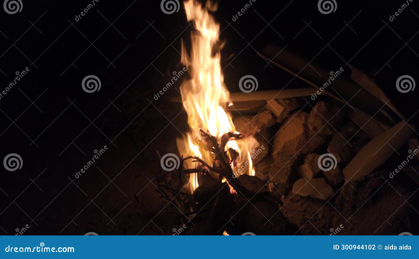 Flames Rise from a Burning Fire on a Cold Night Outside the City Stock ...