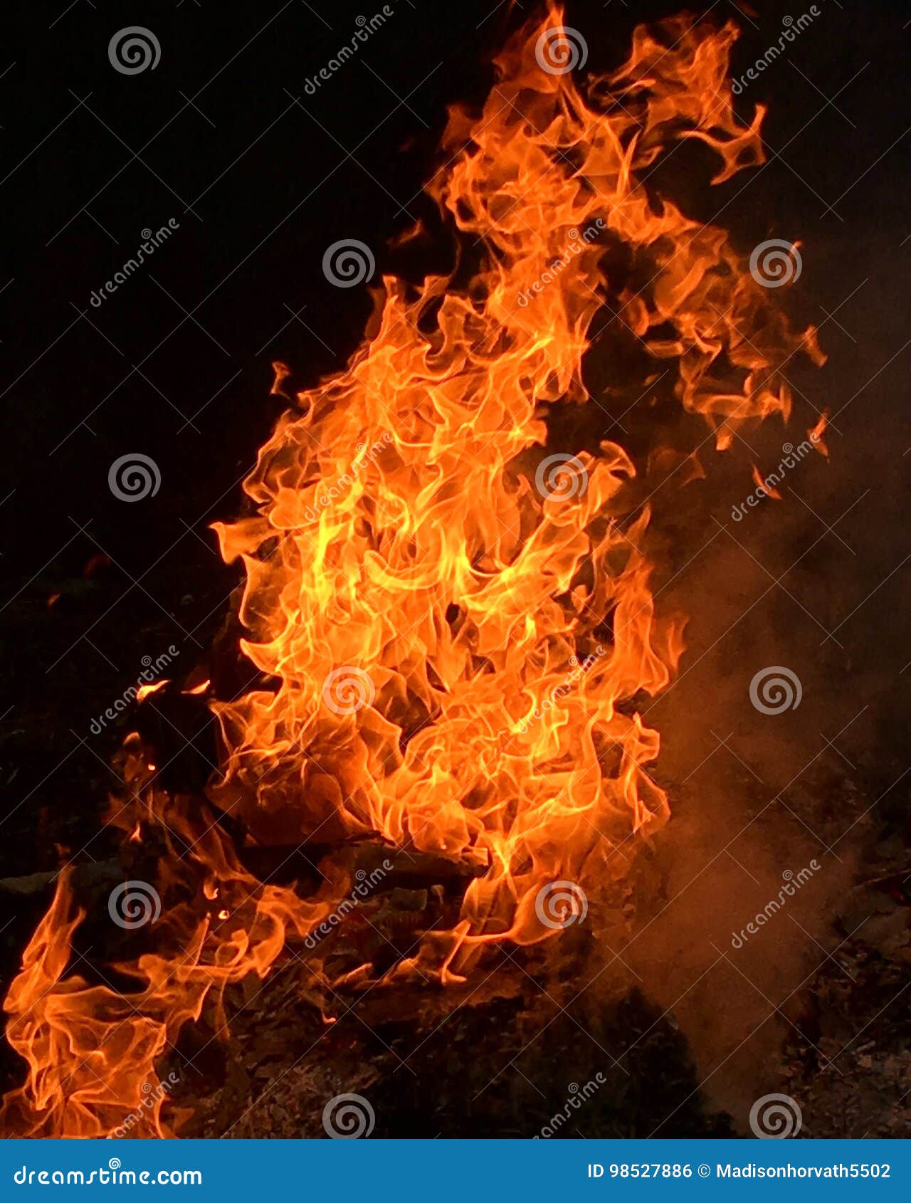 Flames stock photo. Image of orange, roaring, bonfire - 98527886