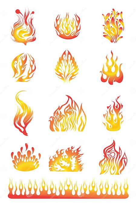 Flames set 01 stock vector. Illustration of flames, design - 20838623