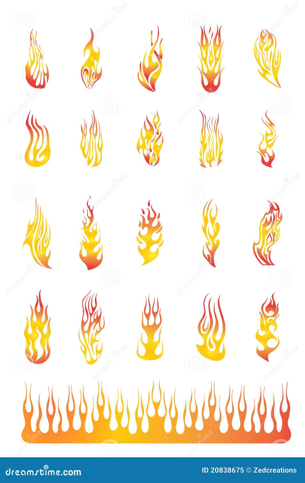 Flames set 02 stock vector. Illustration of flame, isolated - 20838675