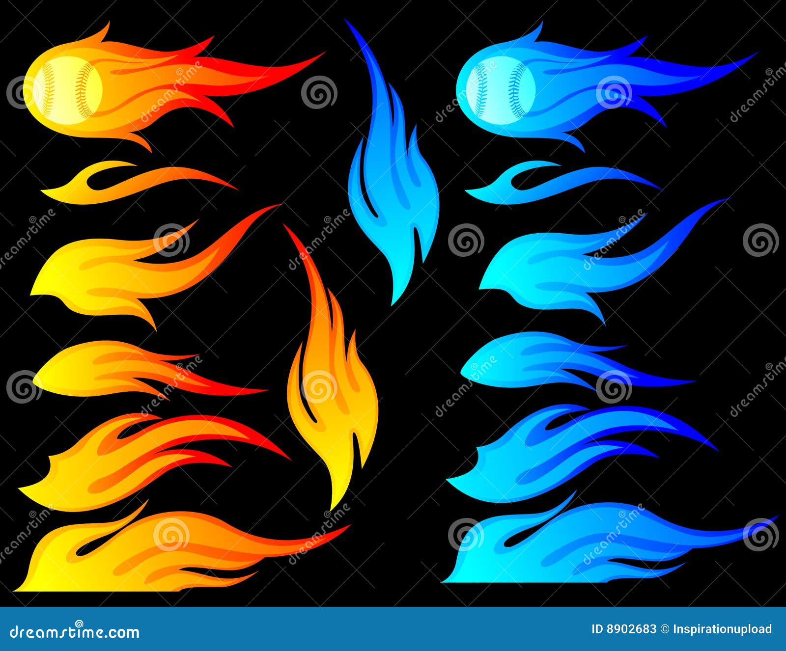 Flames Set stock vector. Illustration of blazing, sport - 8902683