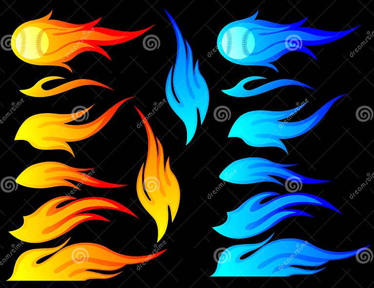 Flames Set stock vector. Illustration of blazing, sport - 8902683