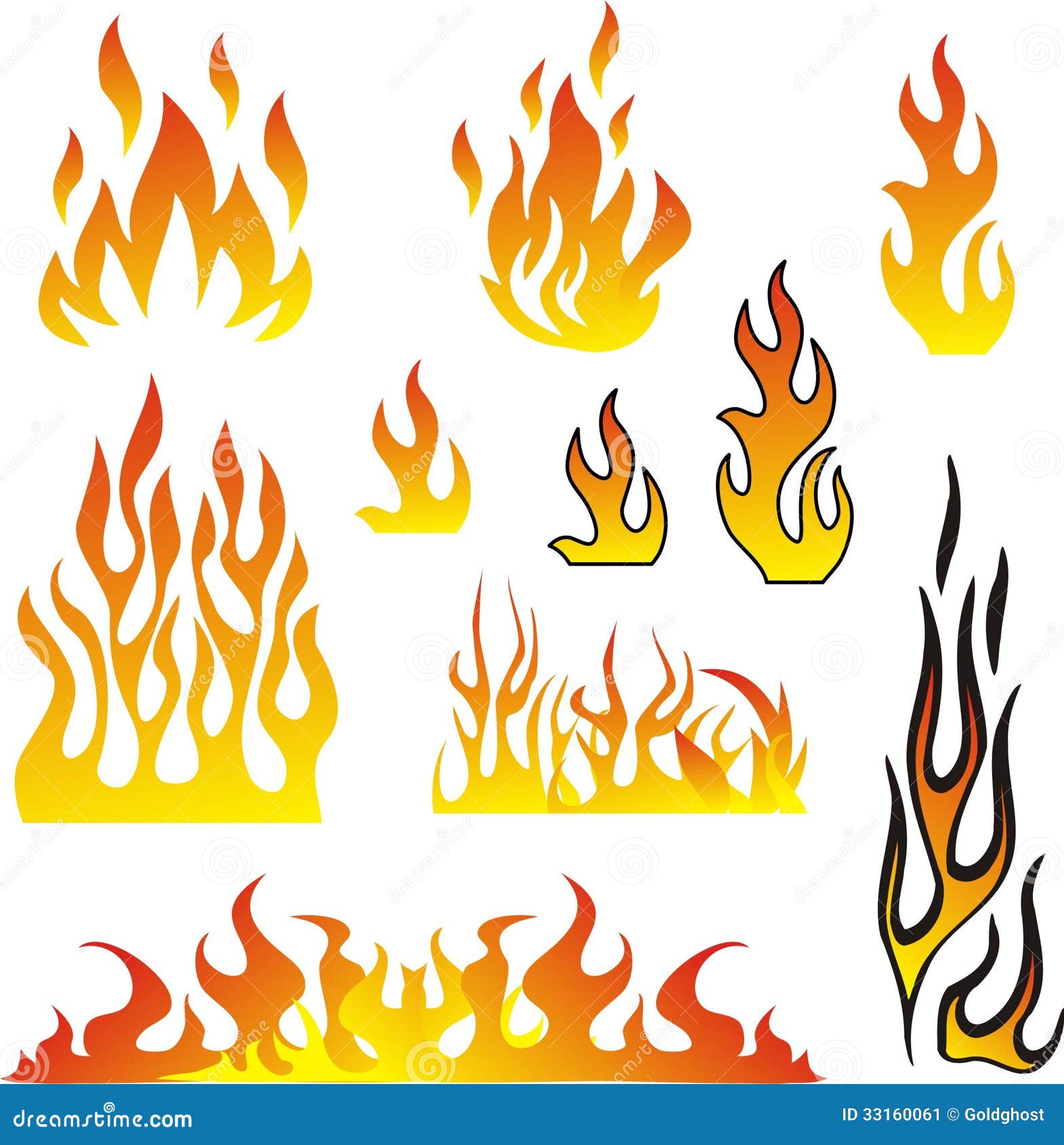 Flames set Vector stock vector. Illustration of scorching - 33160061