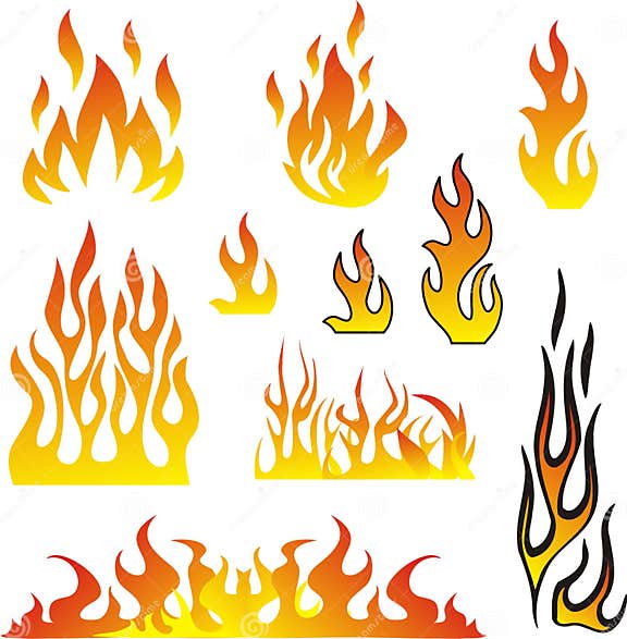 Flames set Vector stock vector. Illustration of scorching - 33160061