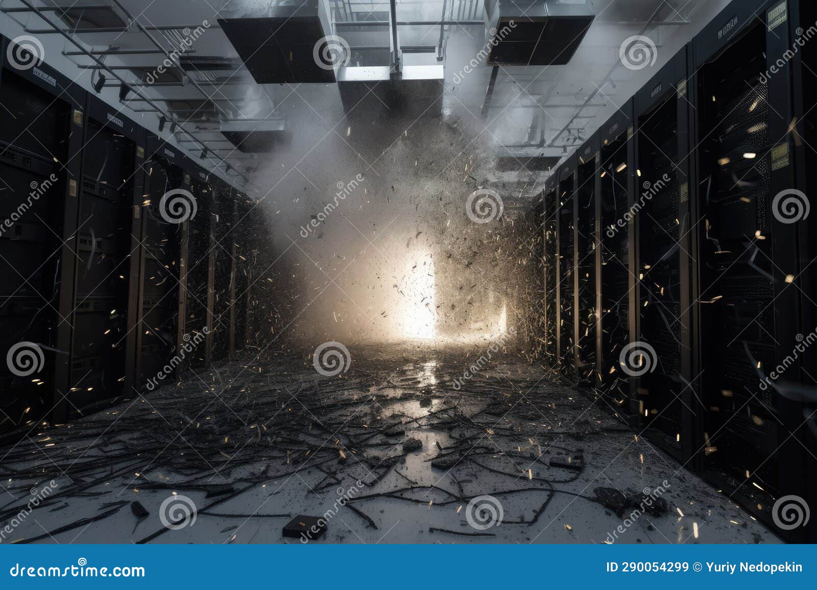 Flames and Smoke Billowing from Burning Server Racks Stock Image ...
