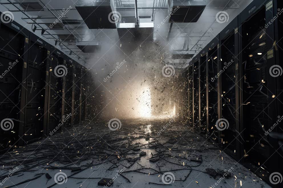Flames and Smoke Billowing from Burning Server Racks Stock Image ...