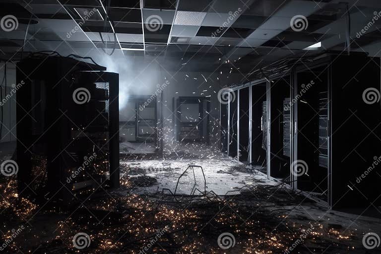 Flames and Smoke Billowing from Burning Server Racks Stock Image ...