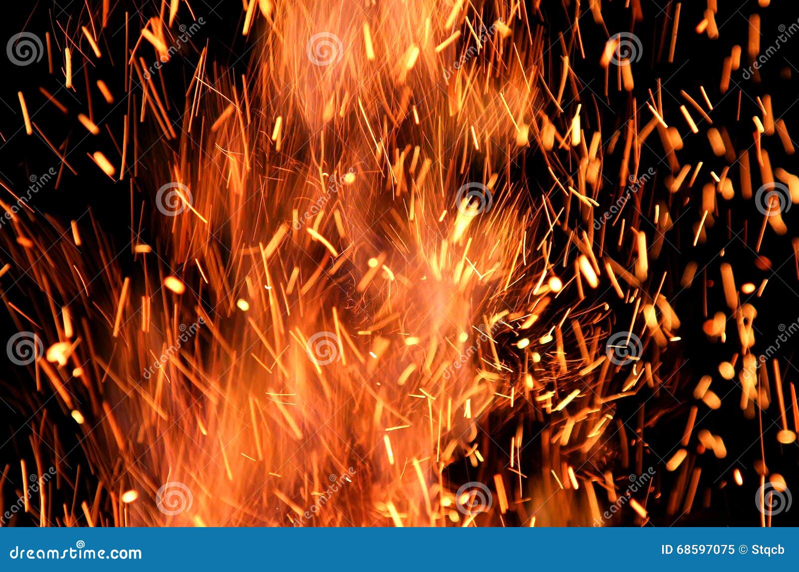 Flames and Sparks stock image. Image of close, bonfire - 68597075
