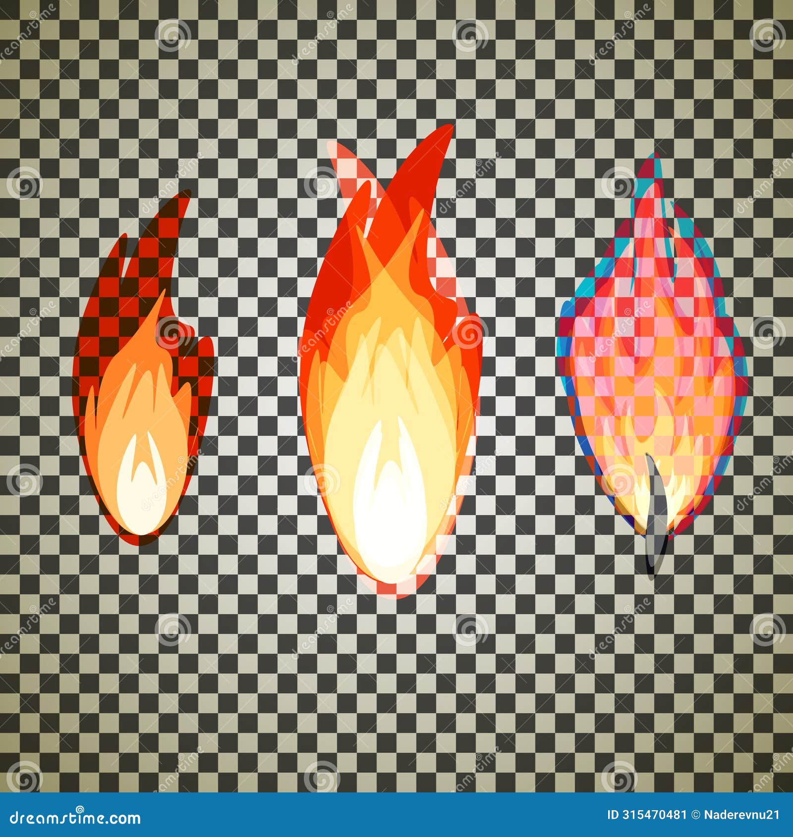Flames on a Transparent Background Stock Vector - Illustration of spark ...
