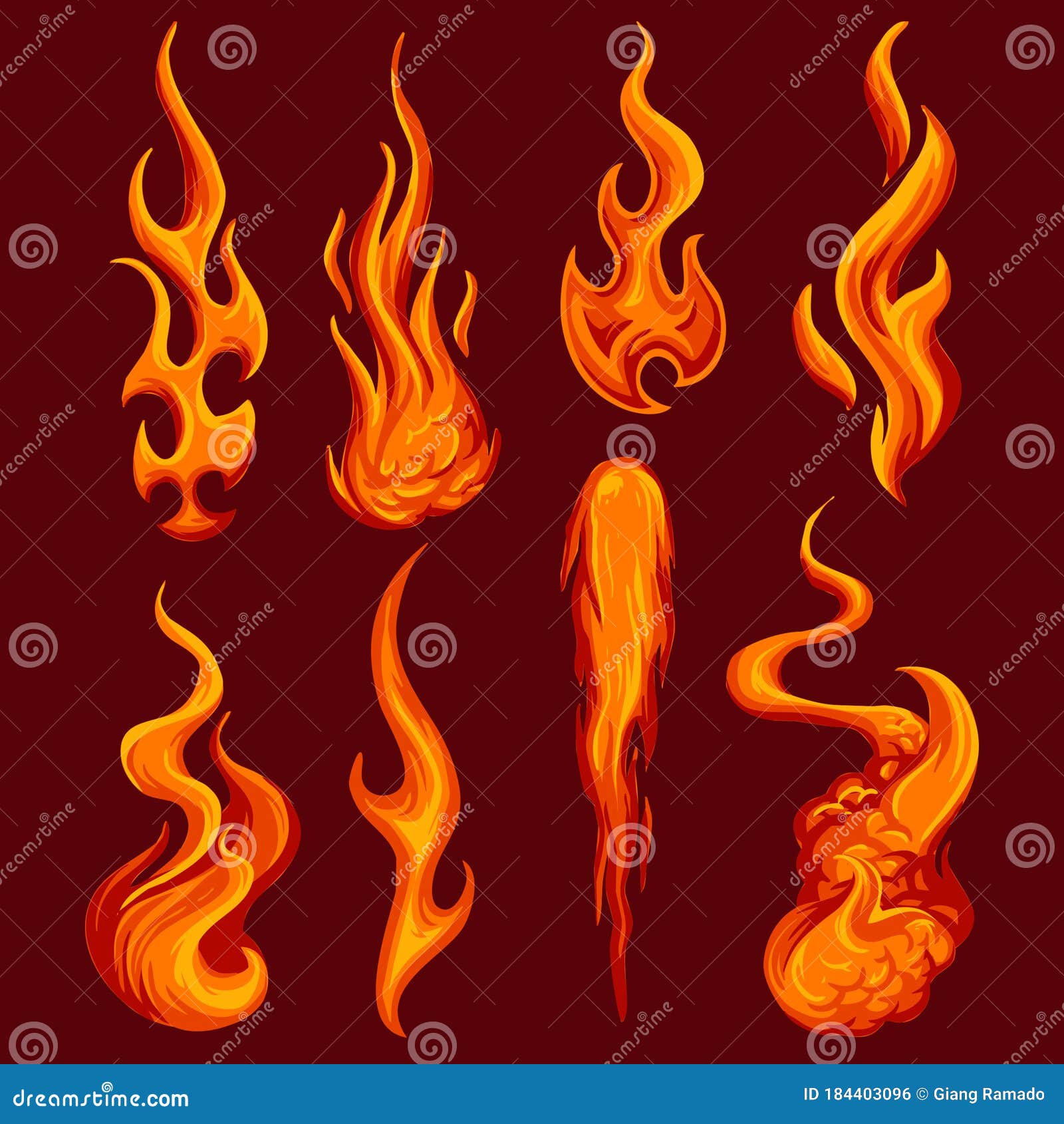 Flames vector pack stock vector. Illustration of pattern - 184403096