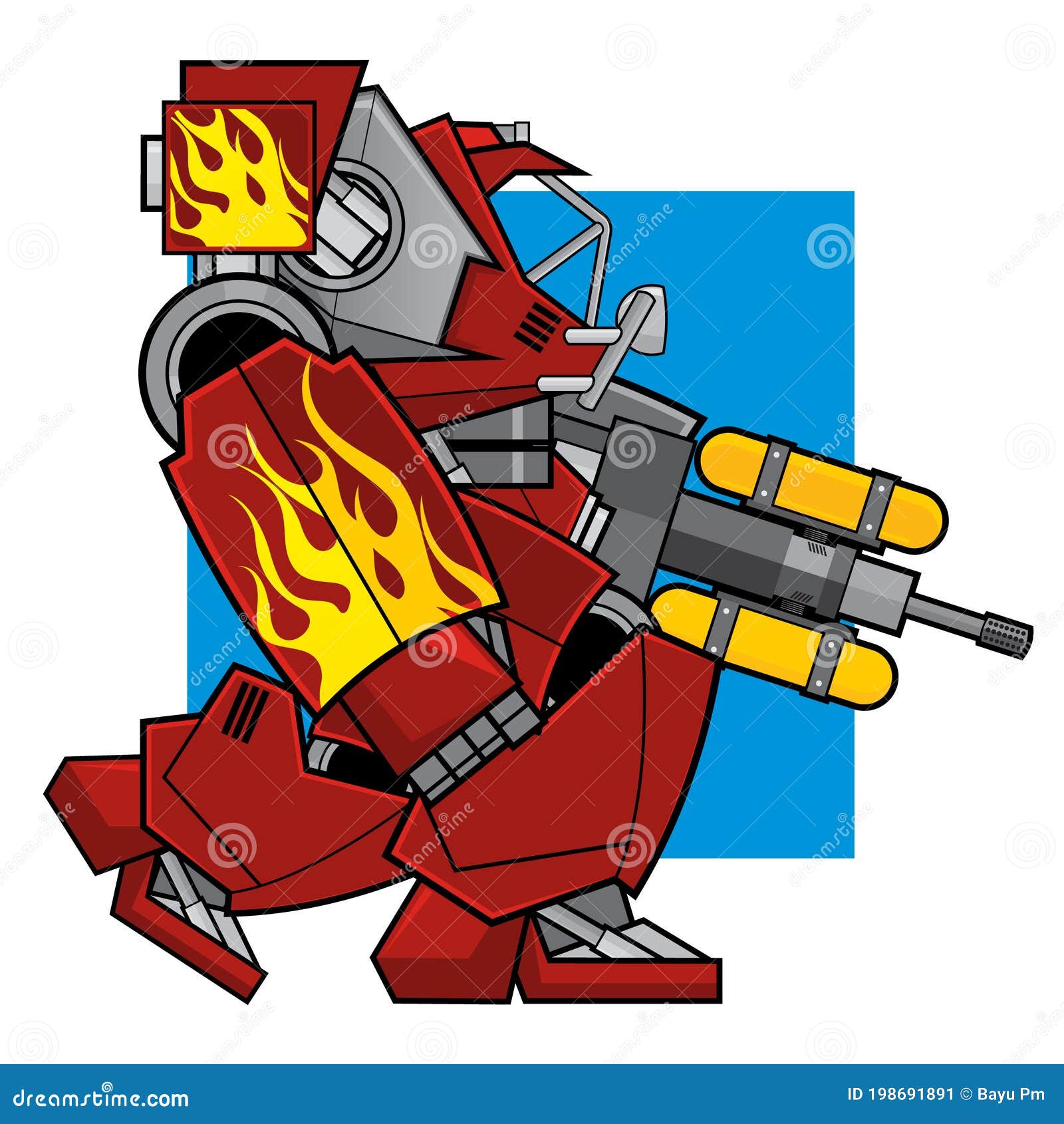 Flamethrower Robot Design Concept for Game Stock Vector - Illustration ...