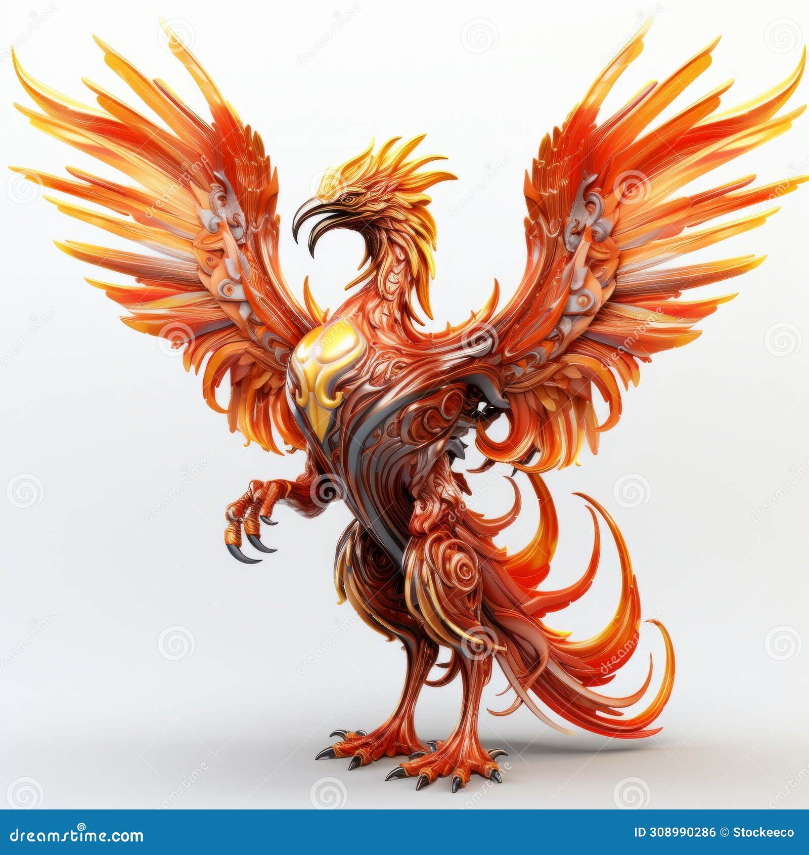 Colorful 3d Phoenix Dragon Flame Model with Detailed Ornate Designs ...