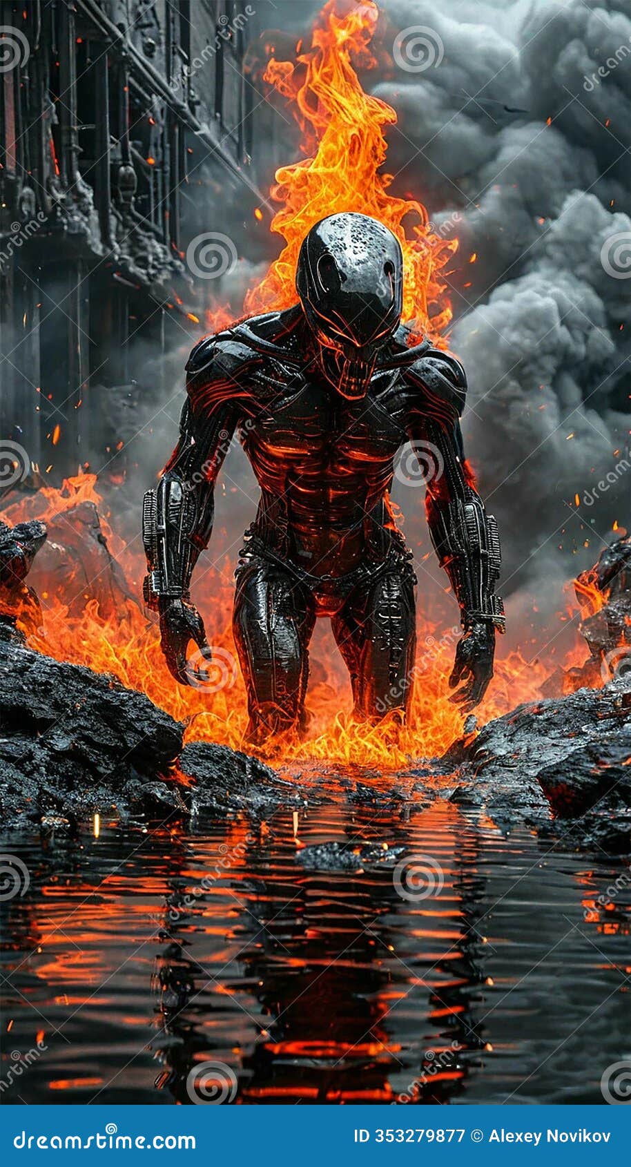 Flaming Alien Monster Rooster Cartoon Illustration | CartoonDealer.com ...