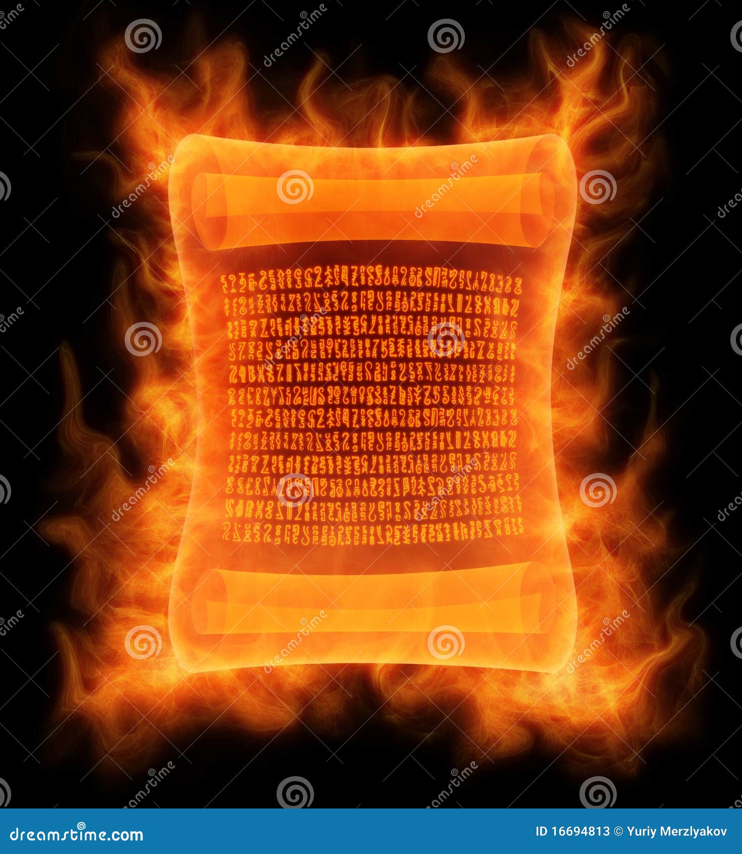 Flaming antique scroll stock illustration. Illustration of document ...