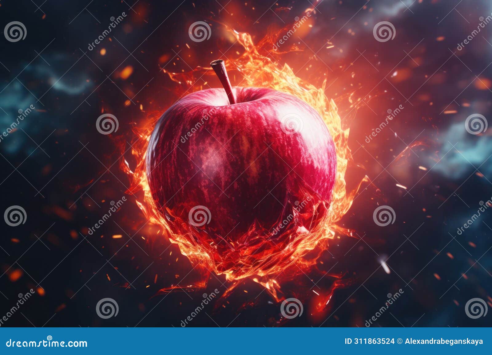 Dynamic Fire Effect On Black Background. Red And Orange, Blurred Lights ...