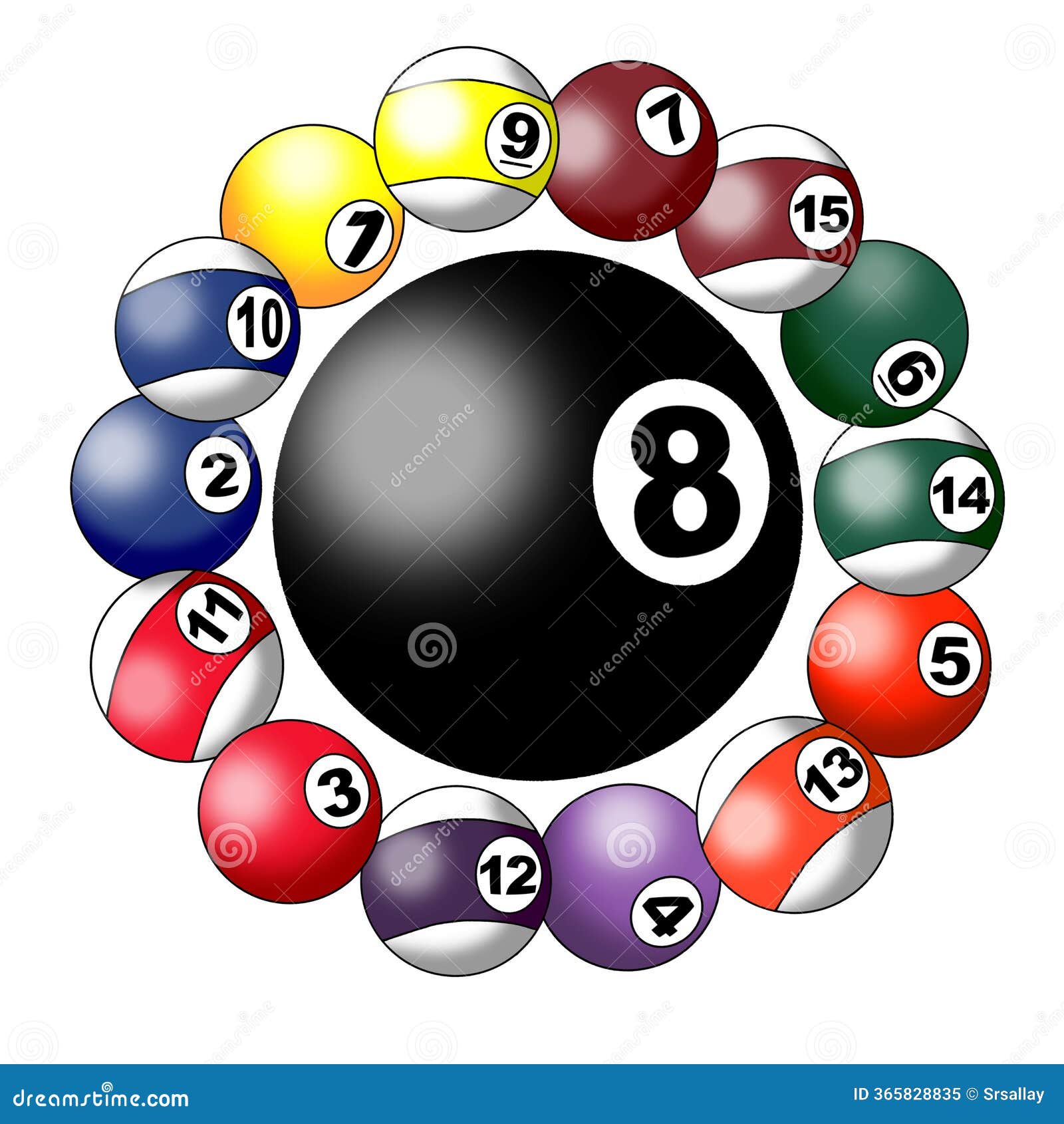 Billiards Clip Art , Monster 7 Pool Ball. Stock Image | CartoonDealer ...