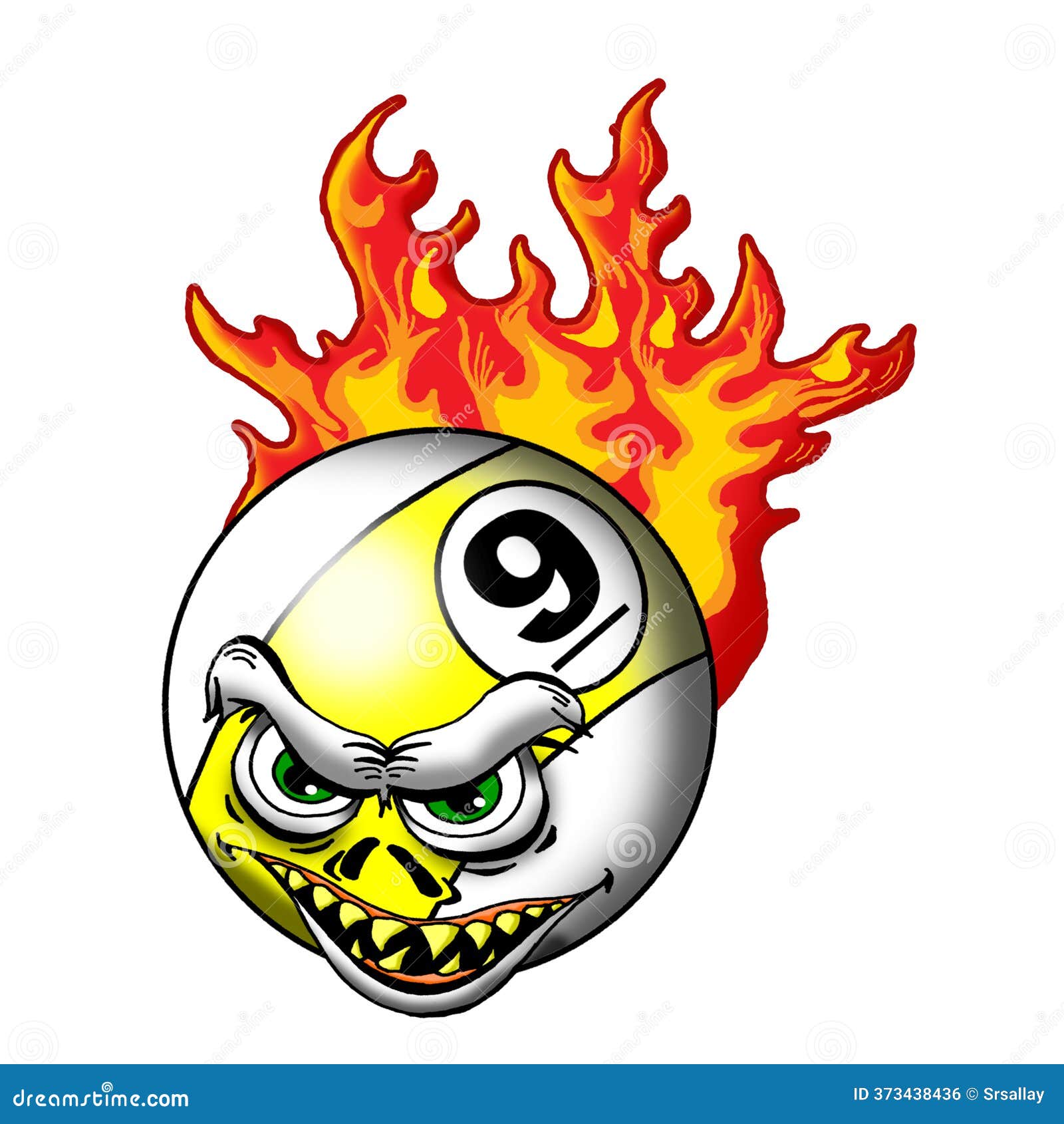 Billiards Clip Art, Flaming Monster 9 Pool Ball. Stock Photography ...