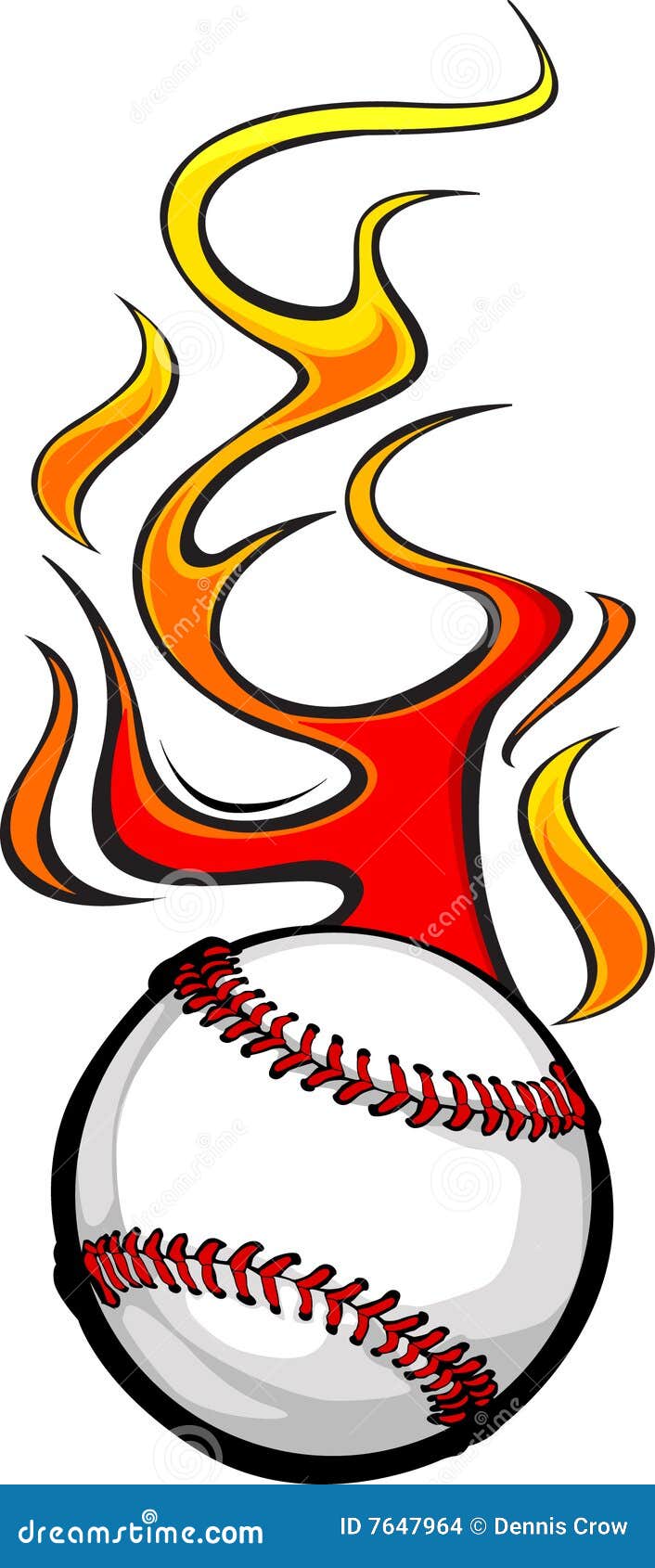 Flaming Baseball Ball stock vector. Illustration of drawing - 7647964