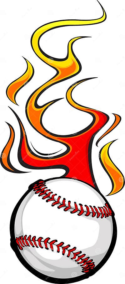 Flaming Baseball Ball stock vector. Illustration of drawing - 7647964