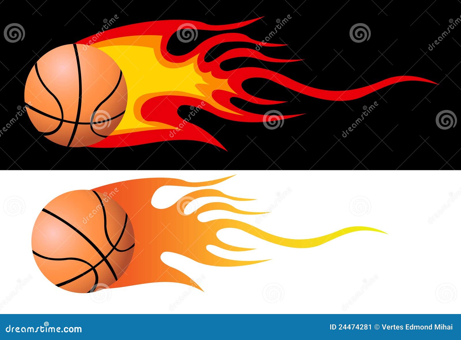 Flaming Basketball stock vector. Illustration of small - 24474281