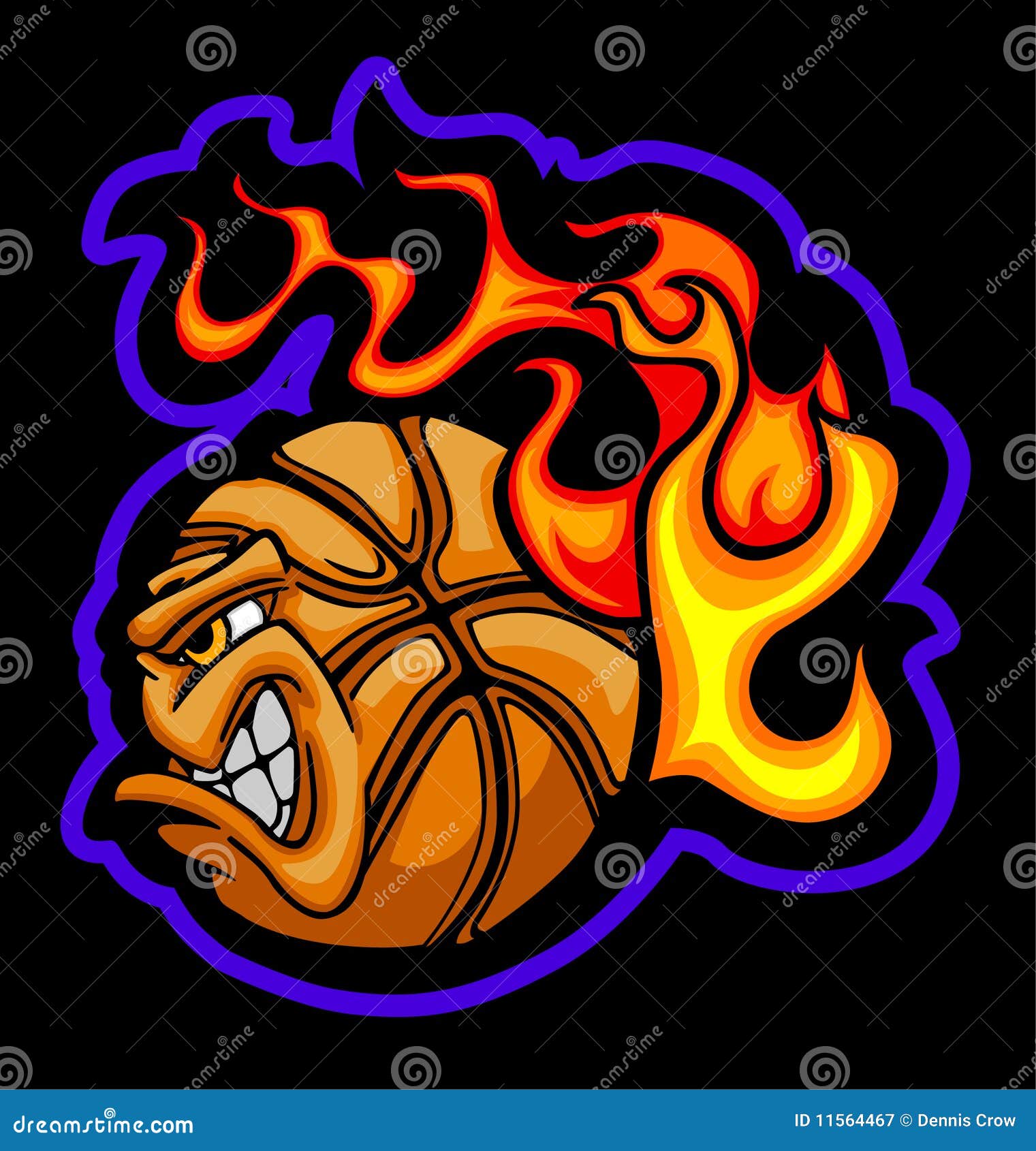 Flaming Basketball Ball Face Vector Image Stock Vector - Illustration ...