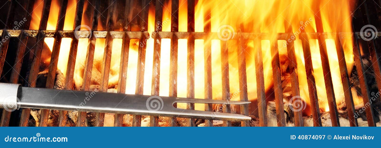 Flaming BBQ Grill stock image. Image of fire, food, garden - 40874097
