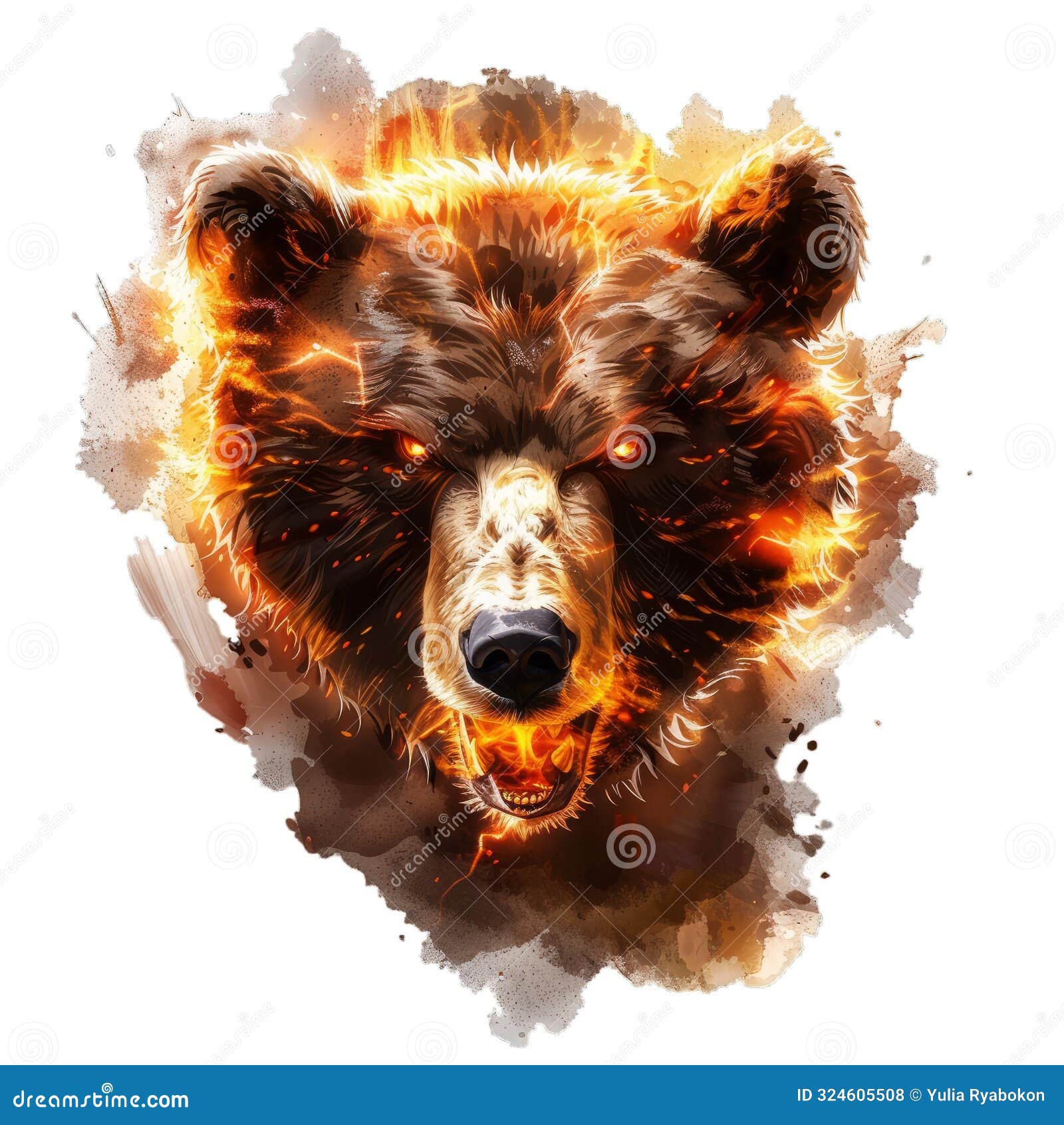 Flaming Bear Digital Art on Transparent Background Stock Photo - Image of fauna, ferocity: 324605508