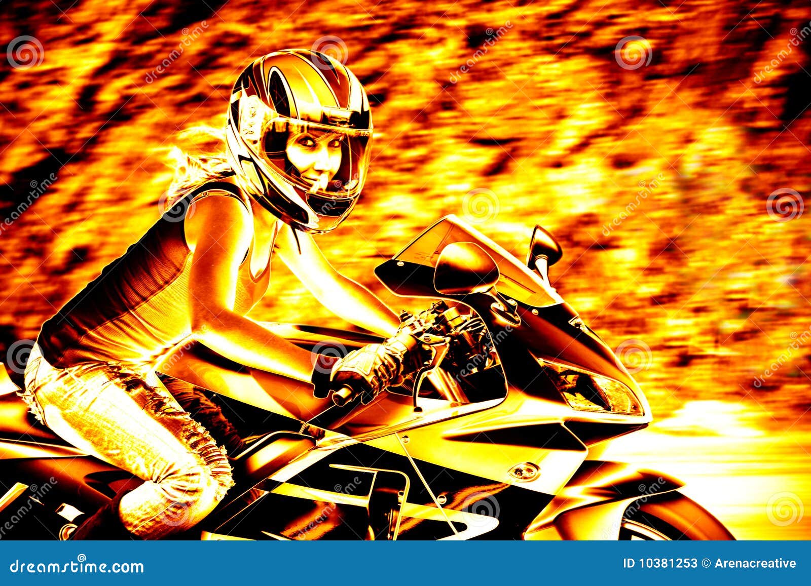 Blonde Bombshell On Gold And Yellow Background In A Bikini. Royalty ...