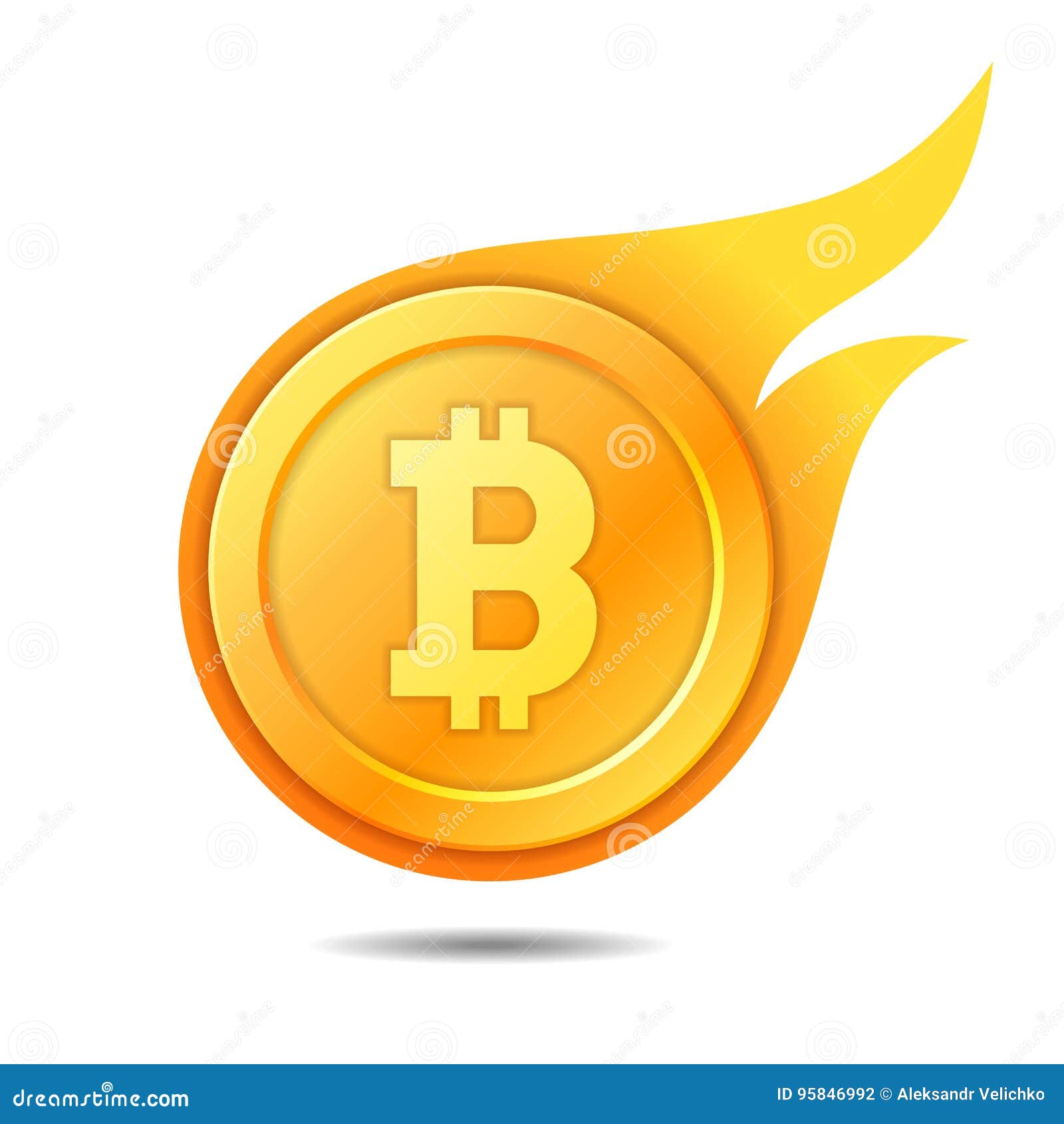 Flaming Bitcoin Symbol, Icon, Sign, Emblem. Vector Illustration. Stock ...