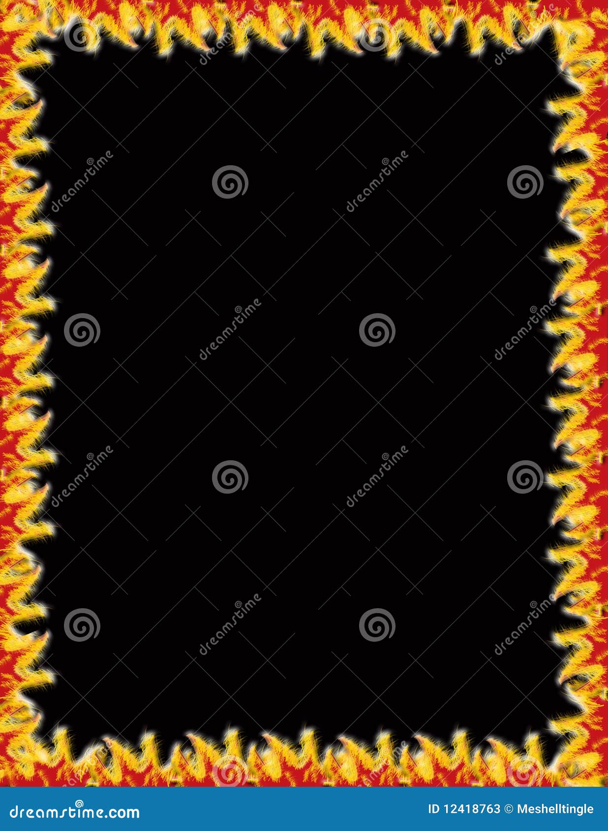 Flaming border on black stock illustration. Illustration of igniting ...