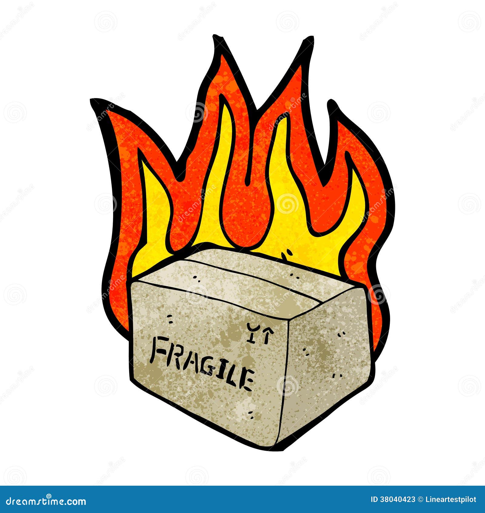 Flaming box cartoon stock vector. Illustration of hand - 38040423