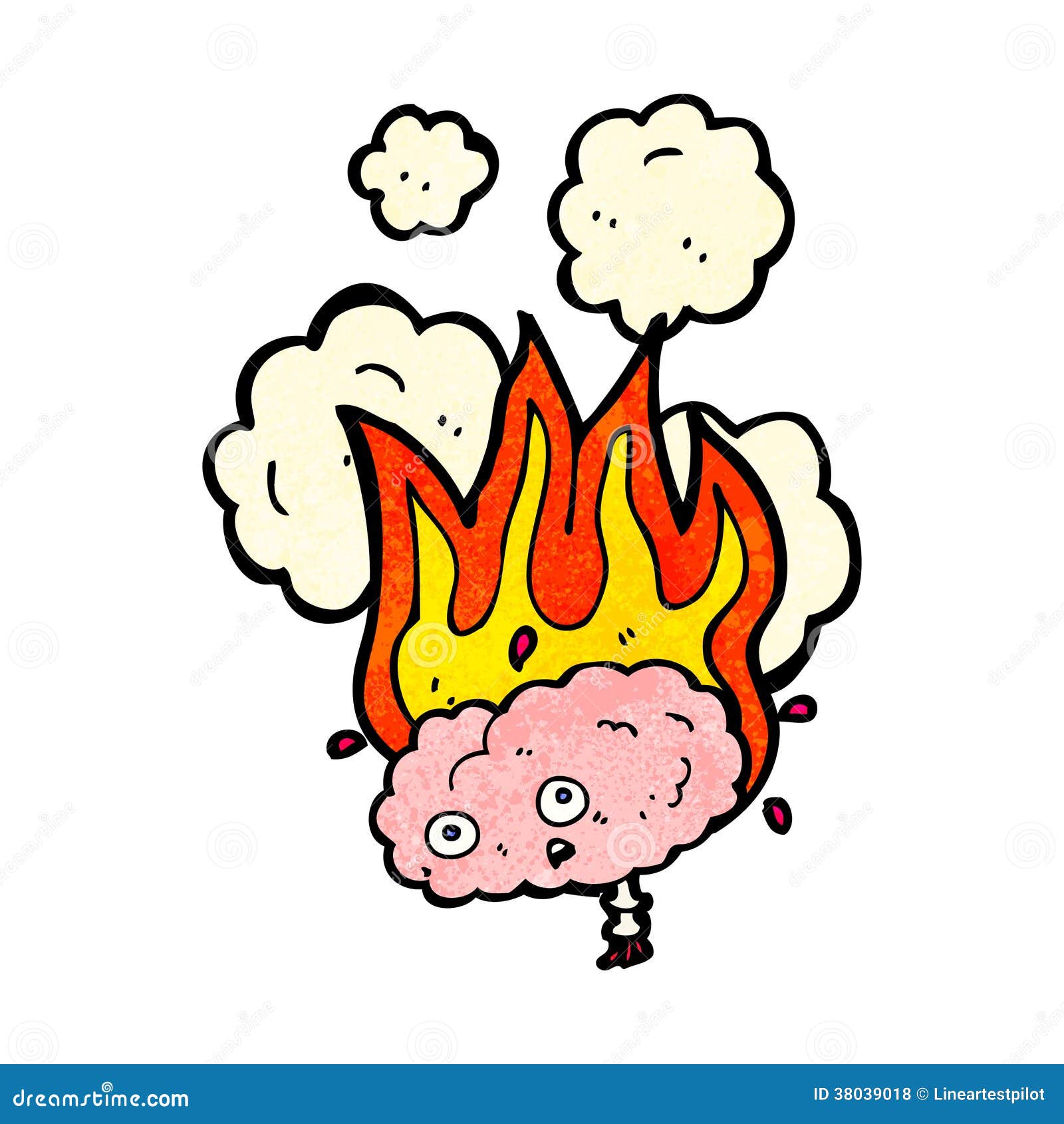 Flaming brain cartoon stock vector. Illustration of textured - 38039018