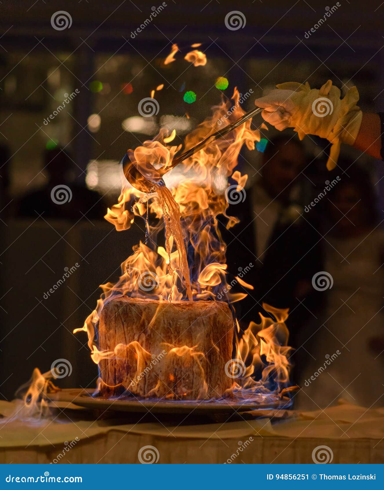 Flaming cake stock image. Image of flambe, desert, cake - 94856251