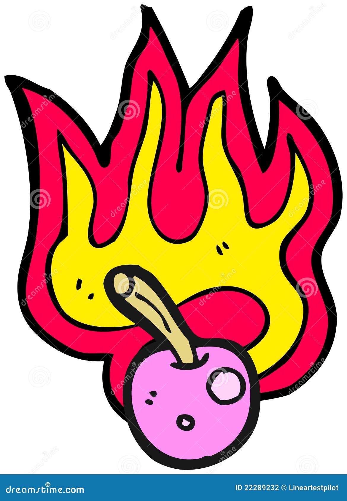 Flaming cherry cartoon stock illustration. Illustration of drawing ...