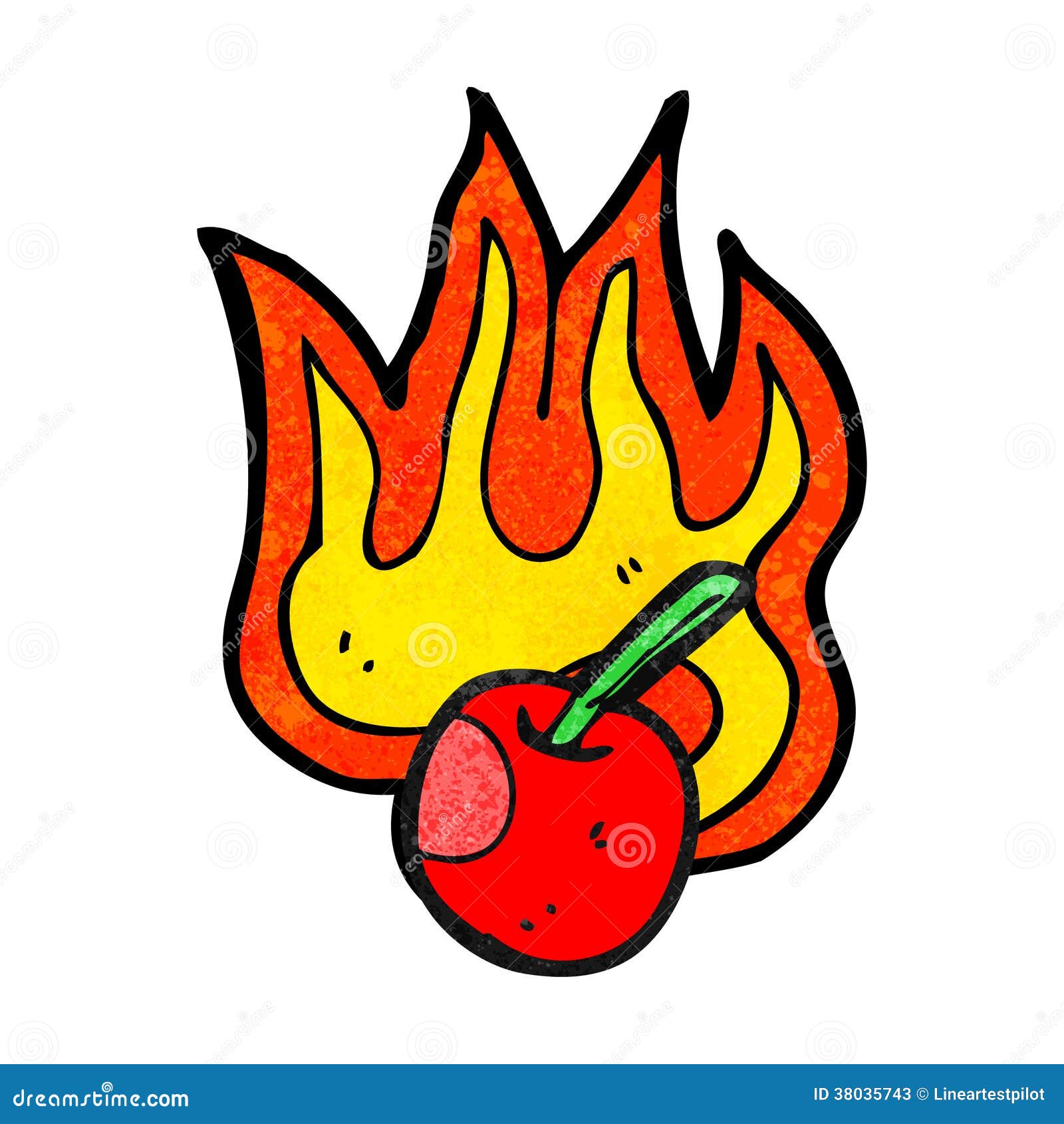 Flaming cherry cartoon stock vector. Illustration of fire - 38035743