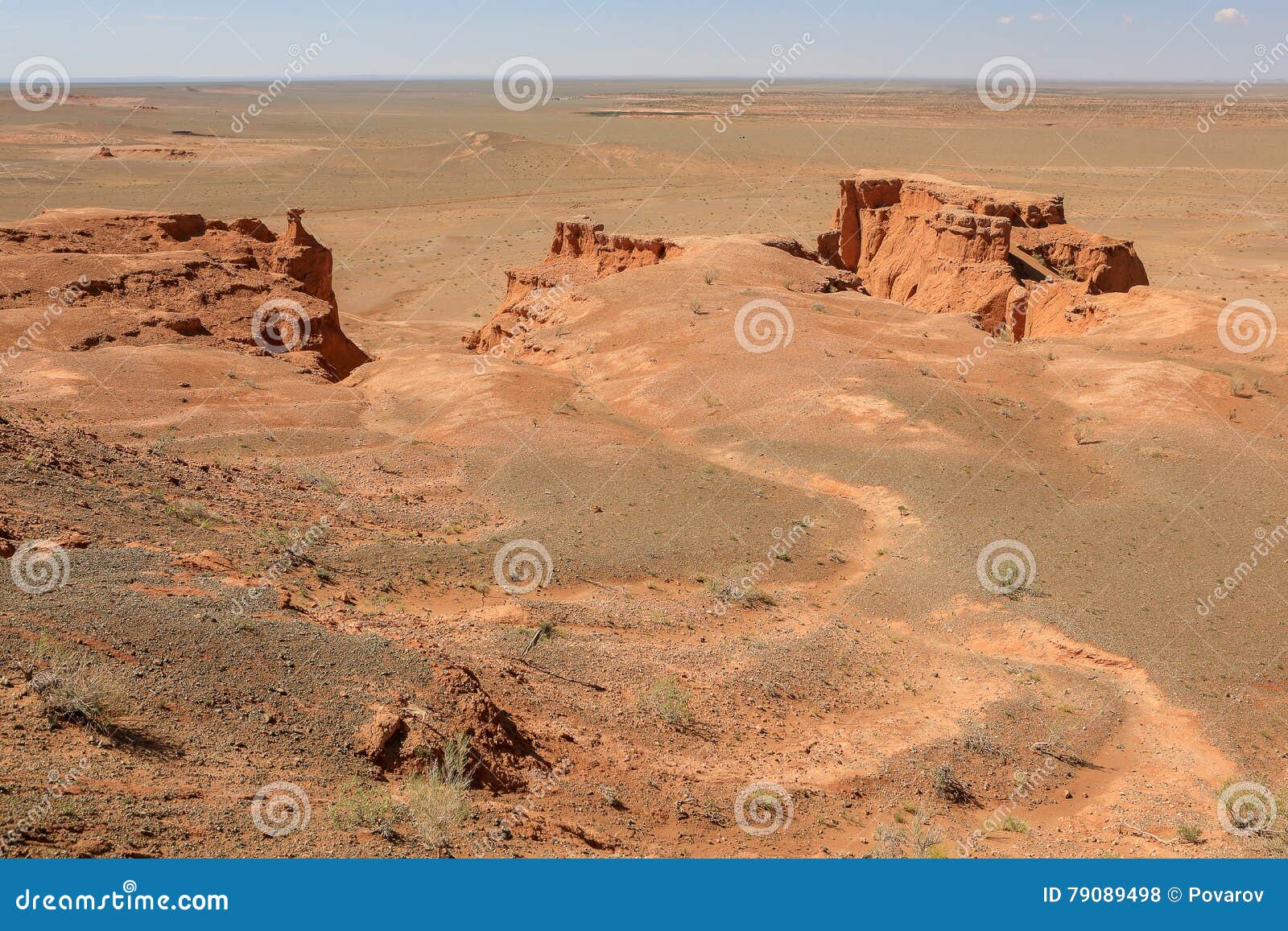 Flaming Cliff of Bayanzag in the Desert of Gobi, Mongolia Stock Photo ...
